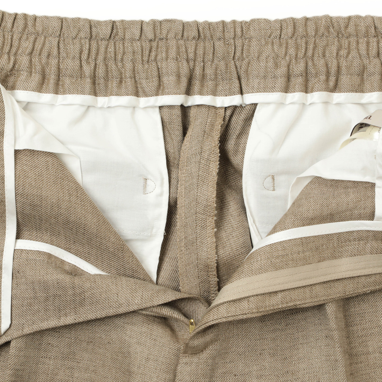 BERWICH ベルウィッチ BERTO ベルト パンツ テーパード ワンプリーツ リネン ウエストゴム ボタン アジャスター VT1502 BEIGE(ベージュ)｜BERWICH｜菅原靴店